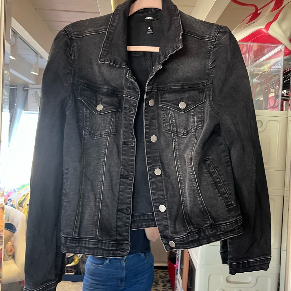 Aqua Black Jean Jacket Classic Denim Style - Gem
